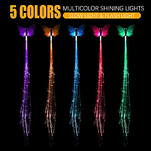 15 Pack Led Light Up Fairy Hair Accessories Braid Extension Clips for Women Girls, Glow in the Dark Party Favors Supplies Neon Rave Accessories Wig for Festival Halloween Christmas Birthday