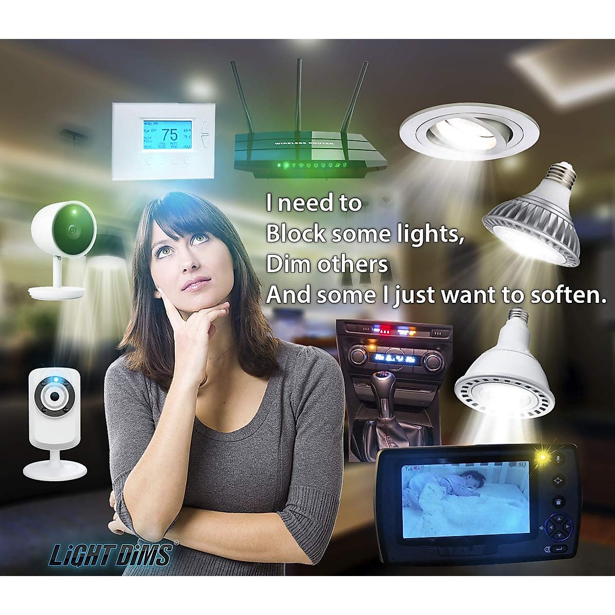 LightDims Black Out Edition - Light Blocking LED Covers/Light Dimming Sheets for Routers, Electronics and Appliances and More. Blocks 100% of Light, in Minimal Packaging.