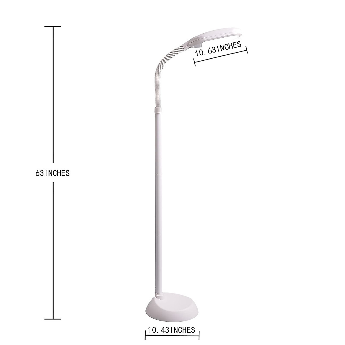 UMPOOL Bright LED Floor Lamp with HI-Off-Low Switch 2-Level Brightness 12W 63 Inches Tall for Living Room & Bedroom Reading, Repair, Crafts, Sewing etc. (White)