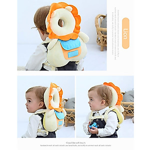 Head Safety Protector Pad for Baby Toddler Walker,Infant Talking Head Protection Backpack Cushion (Yellow Lion)