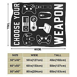 Gaming Throw Blanket Your Controller Gamer Player Ultra-Soft Micro Light Weight Warm Fleece Flannel Blanke for Living Room Bedroom Sofa Chair (60"x50", Gamer Blanket)