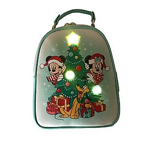 Loungefly Disney Mickey Mouse Sensational Six Christmas Light-Up Womens Double Strap Shoulder Bag Mini Backpack Purse