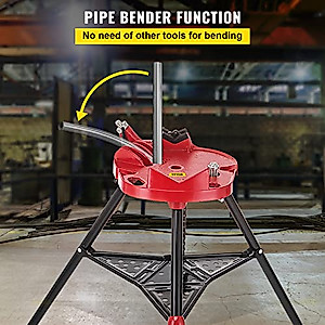 Mophorn 460-6 Tripod Pipe Chain Vise 1/8"-6" Capacity,Pipe Stand Portable Foldable Steel Legs,Pipe Jack Stands w/ Tool Tray, Tripod Stand Chain Vise Ideal for a Variety of Pipe Materials