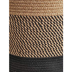 INDRESSME Large Jute Rope Basket - Tall Laundry Basket Hamper for Dirty Clothes Woven Jute Storage Basket for Blanket in Living Room Toy Basket for Nursery Storage, 17.8" x 15.8" x 13.8"