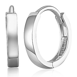 14k REAL White Gold 2mm Thickness Huggie Earrings (11 x 11 mm)