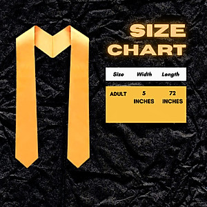 Honors Graduation- Graduation Stole Unisex Plain For Commencements, Honors, Graduating, Sash Premium Satin Material Quality Stitching 72" Inch (Gold)