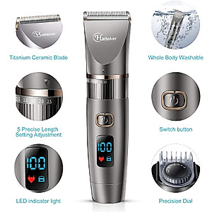 Hatteker Beard Trimmer for Men Professional Hair Clipper Hair Trimmer Shaver Haircut Detail Trimmer Hair Cutting Kit for Men Cordless Waterproof