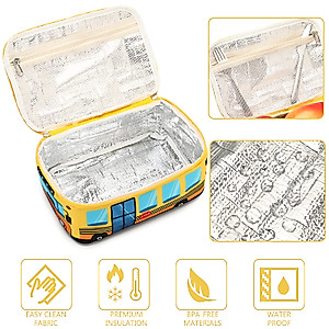 LEDAOU Lunch Box Kids Boys Girls Cute Insulated Lunch Box Reusable Lunch Bag Meals Tote Lunchbox for School Picnic Travel (Bus Yellow)
