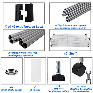 QYISIUY 5 Tier Shelf Wire Shelving Unit, NSF Heavy Duty Wire Shelf Metal Large Storage Shelves Height Adjustable Utility for Garage Kitchen Office Commercial Shelving Steel Layer Shelf - Chrome