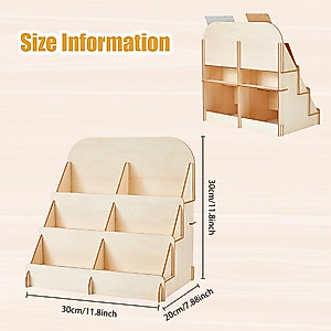 SUPERFINDINGS 6 Shelves Wooden Card Display Stand Self-Installing Business Card Display Rack Mini Craft Show Case Sticker Tape Organiser 30x20x30cm