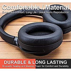 LTYIVABHTTW WH-1000XM4 Earpads - Compatible with WH-1000XM4 WH1000XM4, Ear Cushion with Soft Memory Foam (WH1000XM4 Black Protein Leather)