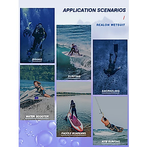 REALON Wetsuit Women Neoprene Wet Suits 3mm Full Body Long Sleeves Swimsuit for Scuba Diving Swimming Surfing Adult in Cold Water Aerobics (Black 3mm Large)