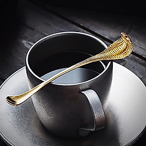 COPPERTIST.WU Coffee Spoons Cobra Mini Dessert Teaspoons for Bar Tableware Snake Soup Stirring Hanging Cup Scoop (Gold Vermeil)
