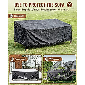 HIRALIY 3-Seater Outdoor Sofa Cover, Waterproof Outdoor Couch Cover, Heavy Duty Patio Furniture Covers for Outdoor Seating, Windproof Patio Sofa Covers for Winter, 82.6" L x 39" W x 27" H