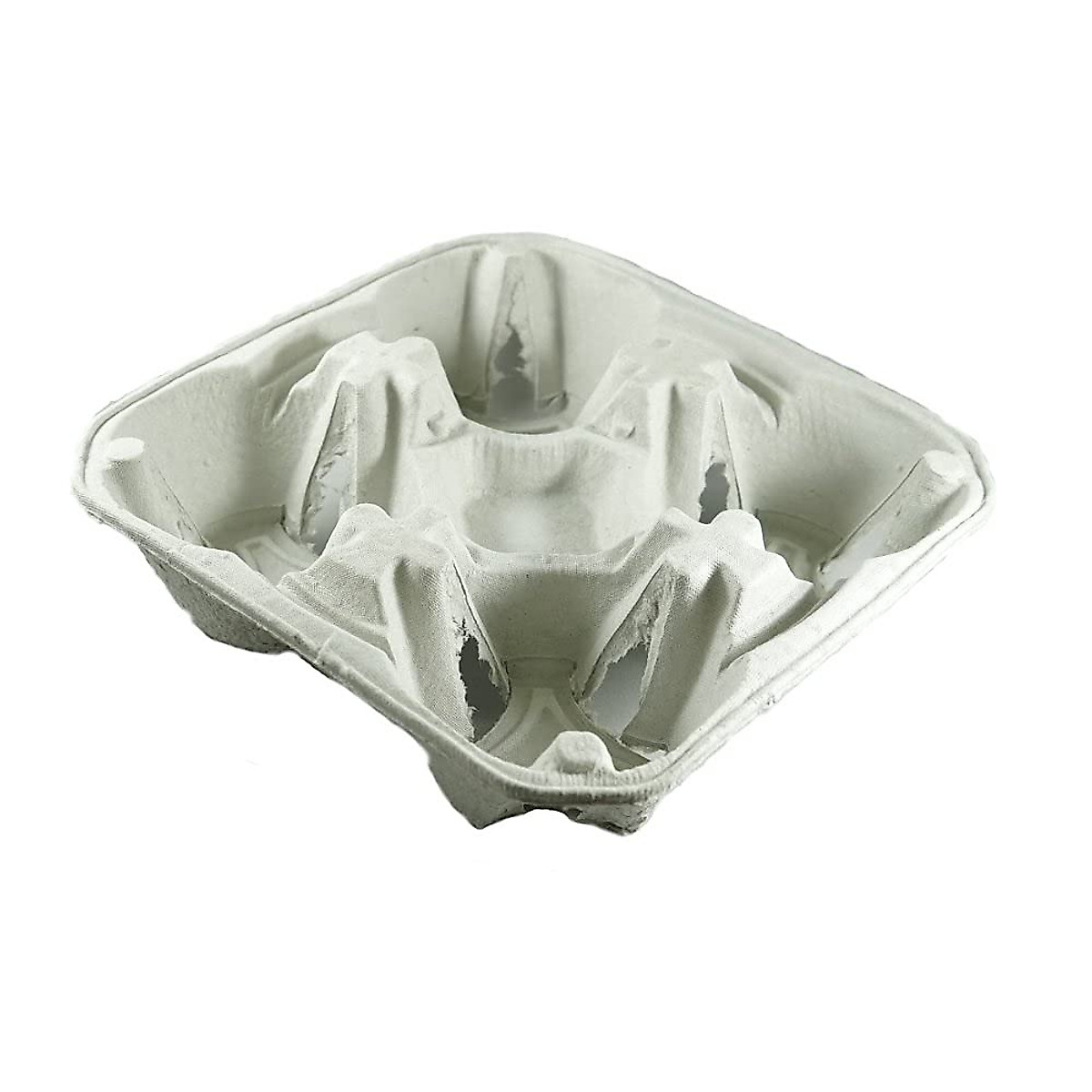 Biodegradable Pulp Fiber 4-Cup Drink Carrier Tray - Recycled, Disposable Take-Out Container Carrier for Drinks - 4 Cup Drink Carry Holder For Takeaway Shops/Restaurants - 25 Bulk Pack