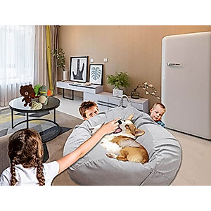 3 Ft Bean Bag Chair: Memory Foam Filled Bean Bag Chairs, Ultra Supportive Stuffed Bean Bag with Ultra Soft Corduroy Cover, Dark Blue for Kids, Adults