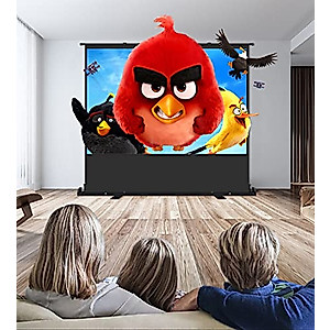 lesolar 84 Inch Manual Pull up Projector Screen 4:3 4K HD Floor Standing Projector Screens Portable and Retractable Video Projection Screen Movie Screens for Indoor Outdoor Home Hotel School Office