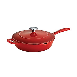 Tramontina Covered Skillet Enameled Cast Iron 10-Inch, Gradated Red, 80131/057DS