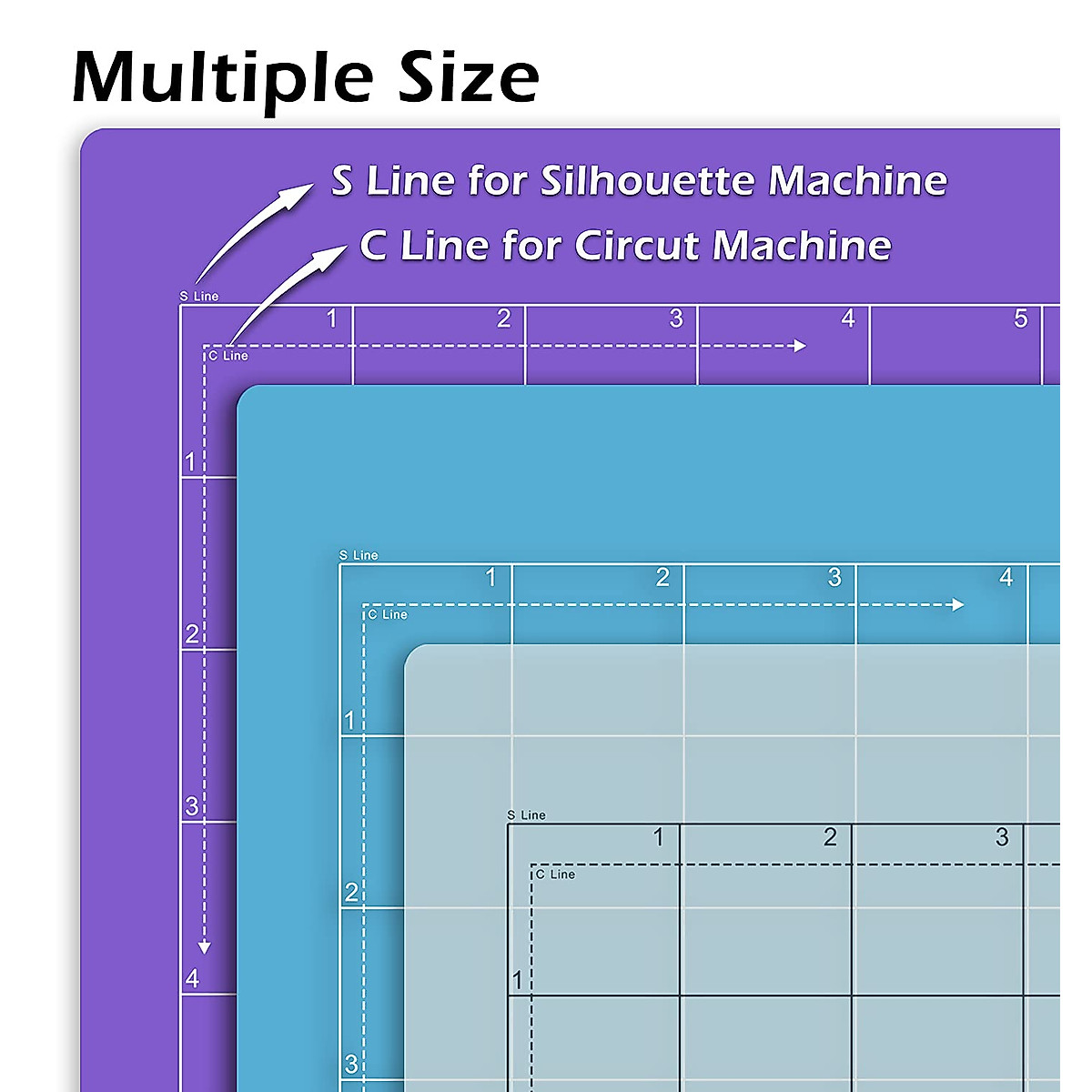 Cutting Mat Variety Suit for Silhouette Cameo 3 Packs 12” x 12” - Strong Grip, Standard Grip, Light Grip Adhesive Cutting Mat Replacement Set Matts Vinyl Craft