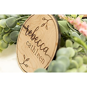 Baby Announcement Sign, Hospital Sign, Gender Reveal Baby Photo Props, Wooden Name Sign, Baby Shower Gift, Birth Stat, Laser Birth Engraved Round (Design 3)