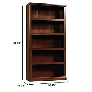 Sauder Palladia Library with Doors, Select Cherry Finish & Select Collection 5-Shelf Bookcase, Select Cherry Finish