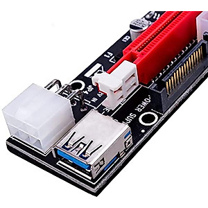 6 Pack PCI-E Riser with Led Notice, Multi-Interface Function Express Cable 1X to 16X Graphics Extension PCIe Riser,Powered Riser Adapter Card+60cm USB 3.0 Cable for Bitcoin Litecoin ETH Coin Mining