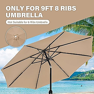 YSSOA 9' Patio Umbrella Replacement 8 Ribs, 9ft-Canopy, Tan-Canopy