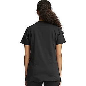 V-Neck Scrubs for Women Workwear Revolution, Soft Stretch, Easy Care WW620, L, Black