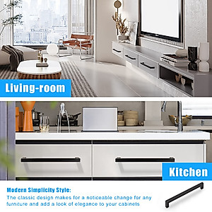 KNOBWELL 30 Pack 7-9/16" Black Cabinet Pulls, Modern Dresser Drawer Handles Matte Black, 8" Overall Length Kitchen Cupboard Handles