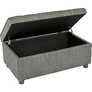 FIRST HILL FHW Arlos Rectangular Fabric Storage Ottoman with Tufted Design - Shadow Gray