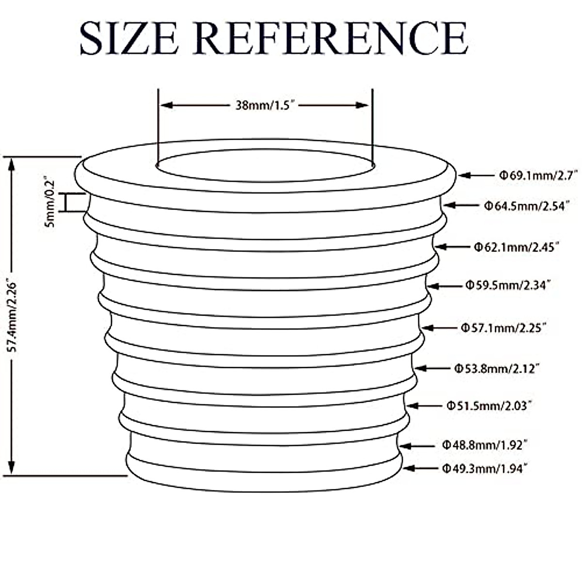 TUNAMAQU Umbrella Cone Wedge for Patio Table Hole Opening or Parasol Base Stand 1.9 to 2.7 Inch, Umbrella Pole Diameter 1.5 Inch/ 38 mm (Black), Umbrella hole adapter