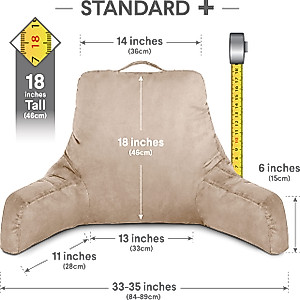 Husband Pillow Combo - Backrest Pillow with Arms : Standard Taupe & Lap Desk Bed Tray : Grey - Aspen Memory Foam Reading Pillows for Bed & Laptop Bed Tray Table