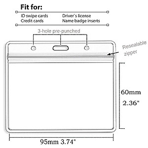 Beebel 50 Pack Lanyard with Clear ID Badge Holder Waterproof Reusable Name Tags Holders (Blue)