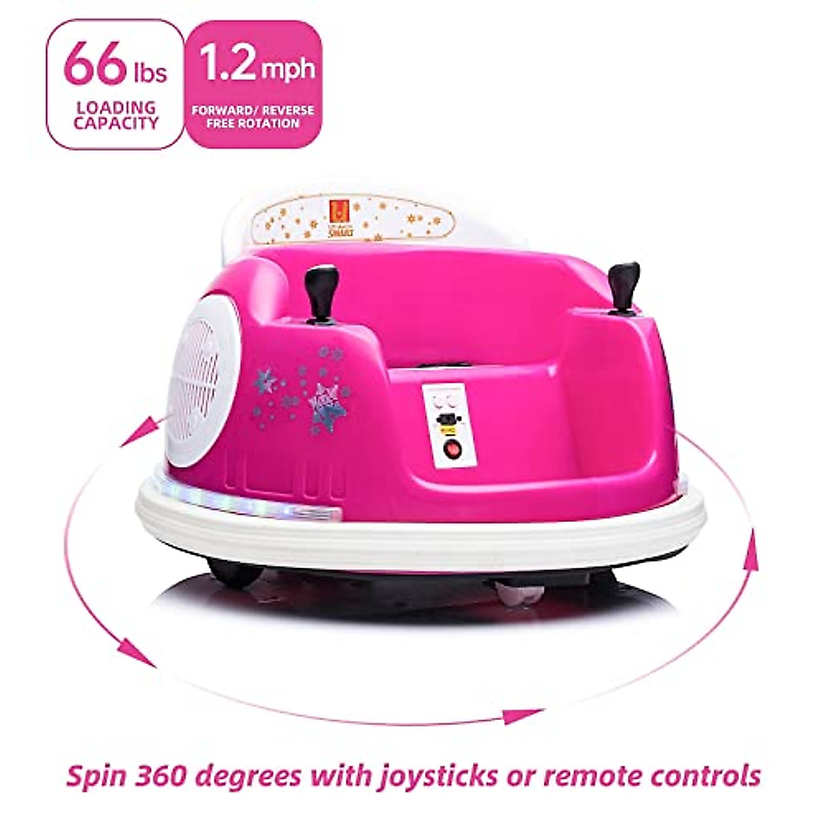 u URideon Ride On Bumper car for Kids, 6V Electric Vehicle Ride on Toys with Remote Control, Music,Colorful Flashing Lights,Battery Powered (Pink)