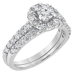 Beyond Brilliance 1.50 Carat Diamond, Prong Set 14K White Gold Round Cut Lab-Grown Diamond Bridal Ring Set (J, VS-SI2) Fine Jewelry for Women| Gift Box Included (SIZE-7)