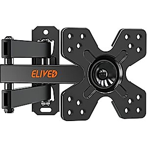 ELIVED TV Wall Mount for Most 13-30 inch TVs and Monitors, Swivel and Tilt Full Motion TV Mount Brackets, Rotation Articulating Extension Arm, Single Stud for Corner, Max VESA 100x100mm, 33 lbs.