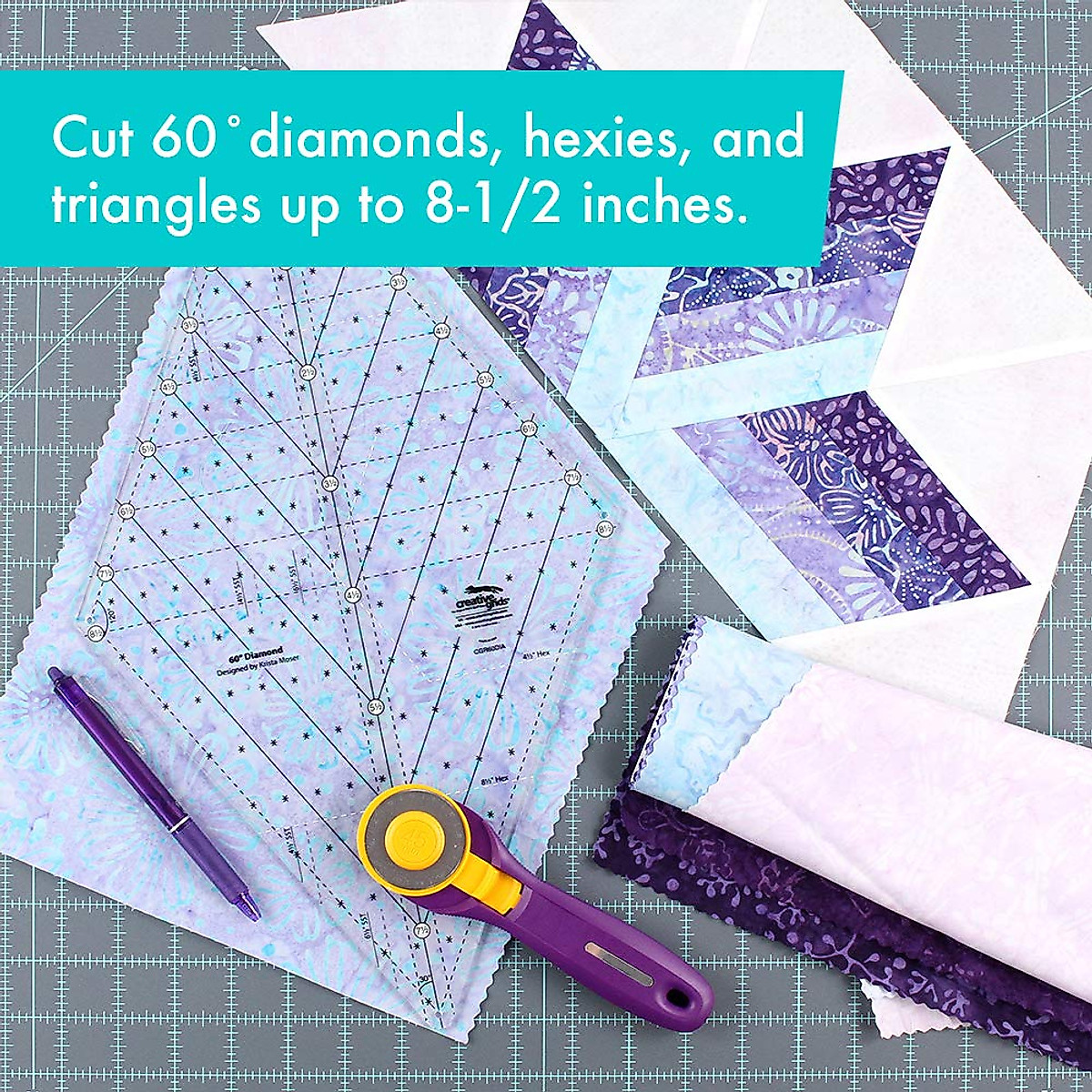 Creative Grids 60 Degree Diamond Ruler - CGR60DIA