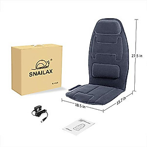 Snailax Massage Seat Cushion with Heat - Extra Memory Foam Support Pad in Neck and Lumbar,10 Vibration Massage Motors, 2 Heat Levels, Back Massager Chair Pad for Back