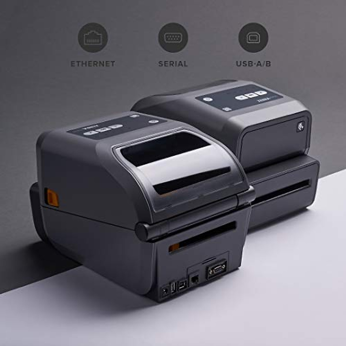 ZEBRA ZD620t Thermal Transfer Desktop Printer 300 dpi Print Width 4 in Ethernet Serial USB Cutter Preinstalled ZD62043-T21F00EZ