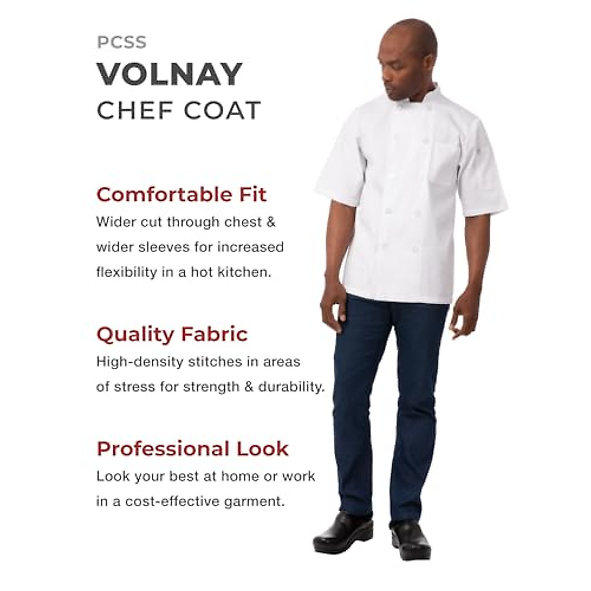 Chef Works Men's Volnay Chef Coat, White, XX-Large