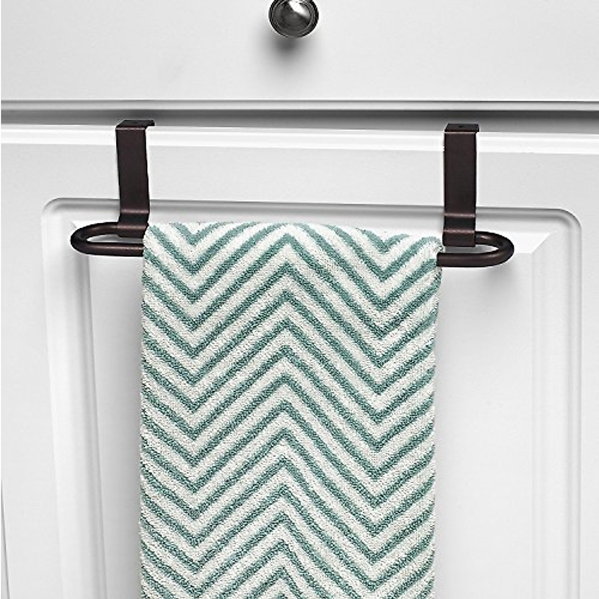 Spectrum Diversified Euro Bar Over The Cabinet Door Rack with Padded Brackets, No Installation Kitchen Rack & Bathroom Towel Stand, Bronze