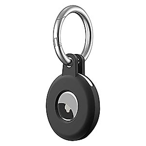 BONIDAN- for Apple Airtags Silicone Protective Sleeve – with Keychain Loop Ring Holder Compatible with Air Tags Apple – for Accessories Key-Ring, Wallet, Luggage, Dog or Cat Collar (Black)