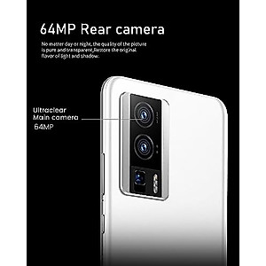 SANSHREUNI K60 Unlocked Cell Phones, 6GB+256GB Android 13 Unlocked Phone, 6.7" Screen+ Display 120HzD, 64MP Camera, Octa-Core CPU, 5500mAh Battery, GPS, AI Face, Dual SIM 5G Phone (White)