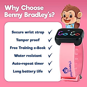 Potty Training Watch for Kids V2 – A Water Resistant Potty Reminder Device for Boys and Girls to Train Your Toddler with Fun/Musical and Vibration Interval Reminders with Potty Training eBook (Pink)