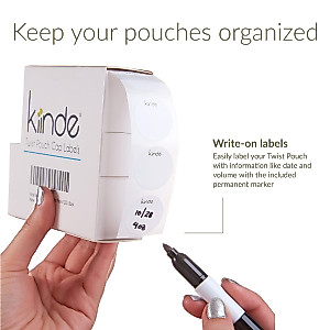 Kiinde Twist Cap Single-Use Write-On Labels for Breast Milk and Baby Food Storage Pouches (Pack of 250) - Includes Label Dispenser with Marker and Marker Holder - Blank
