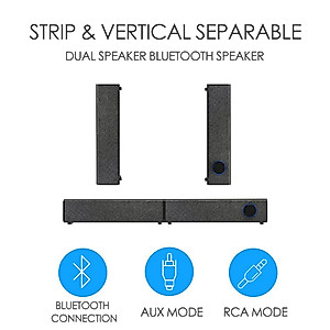 IRDFWH Speakers TV Sound Bars Detachable Soundbar Home Theater Dual Connection Methods for TV PC Smartphone