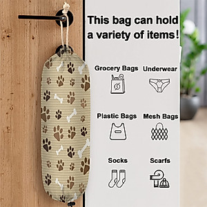 Animal Paw Print Plastic Bag Holder, Dog Footprint Grocery Bag Storage Holder Hanging Garbage Shopping Bag Trash Bags Organizer for Kitchen Home