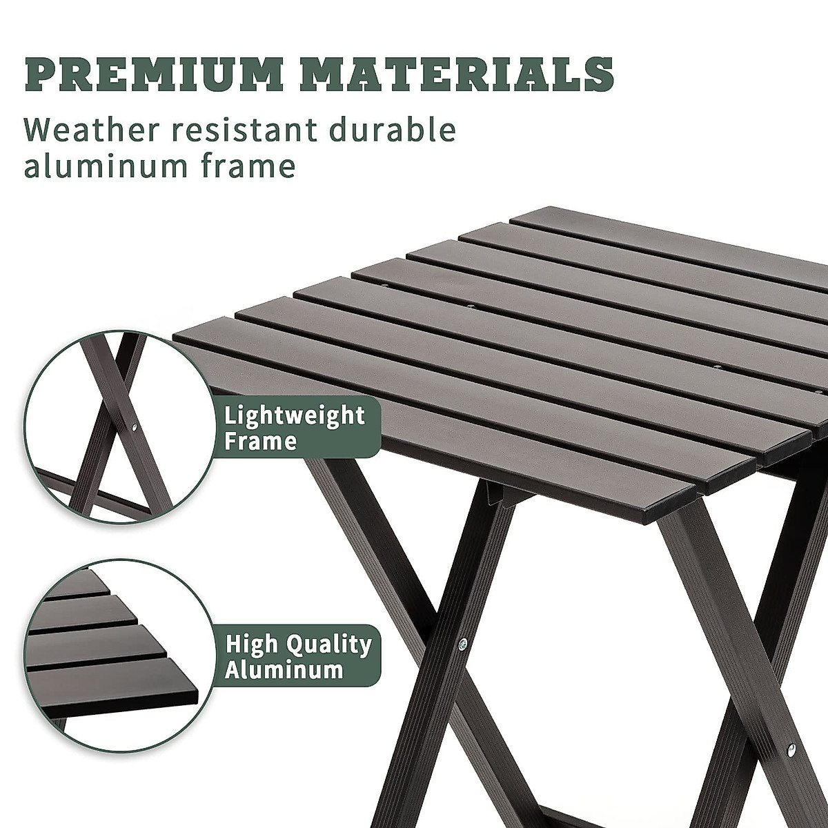 SUNNYFEEL Folding Camping Table - Lightweight Aluminum Portable Picnic Table, 18.5x18.5x24.5 Inch for Cooking, Beach, Hiking, Travel, Fishing, BBQ, Indoor Outdoor Small Foldable Camp Tables