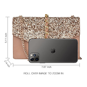 GM LIKKIE Crossbody Clutch Purse for Women, Glitter Evening Bag, Sequin Tassel Wedding Handbag for Party (Khaki)