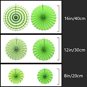 GOSHUN 6 Pieces Hanging Paper Fans Paper Fans Decoration for Wedding Retirement Graduation Birthday Party Engagement Bridal Party Hangings Decorations(UZS/Green)
